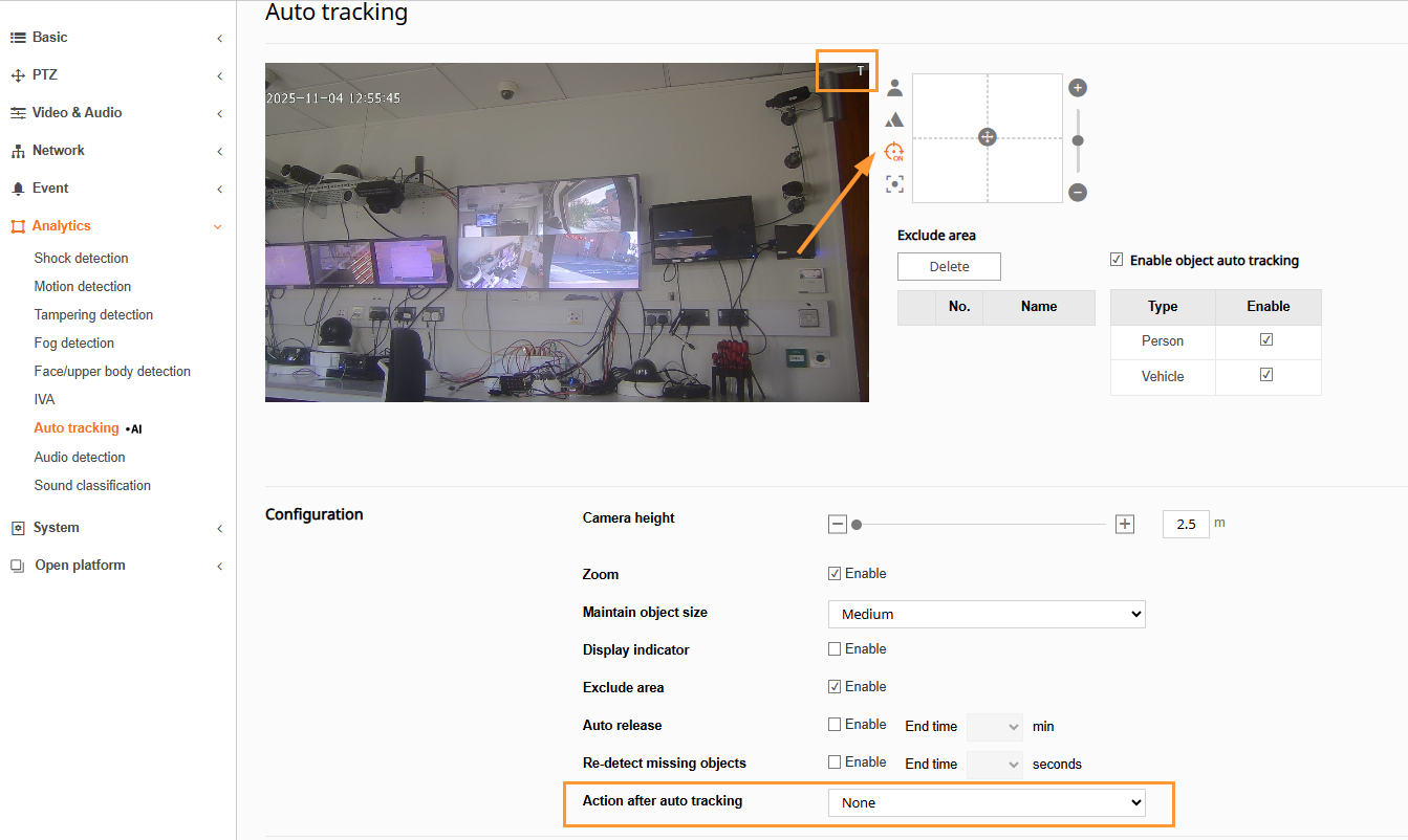 PTZ Auto Tracking - how to configure when using camera i/os and presets ...